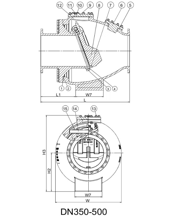 AVK RECOIL CHECK VALVE, SINGLE DOOR, DN 100 - 300, PN 25 • Valvex