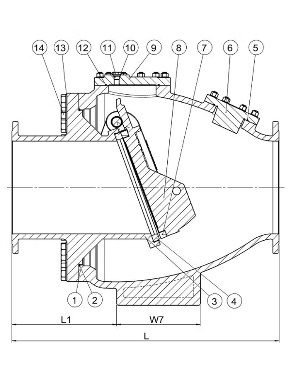 AVK RECOIL CHECK VALVE, SINGLE DOOR, DN 350 - 500, PN 25 • Valvex