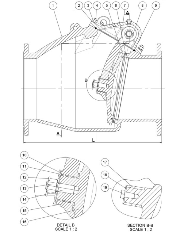 AVK SWING CHECK VALVE, METAL SEATED, PN 10/16 • Valvex